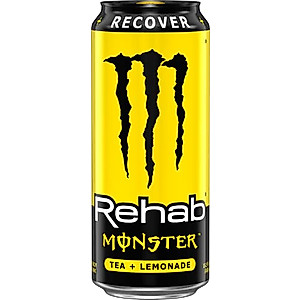 Monster Energy Rehab Tea + Lemonade + Energy, Energy Iced Tea, Energy Drink 15.5 Ounce (Pack of 15)