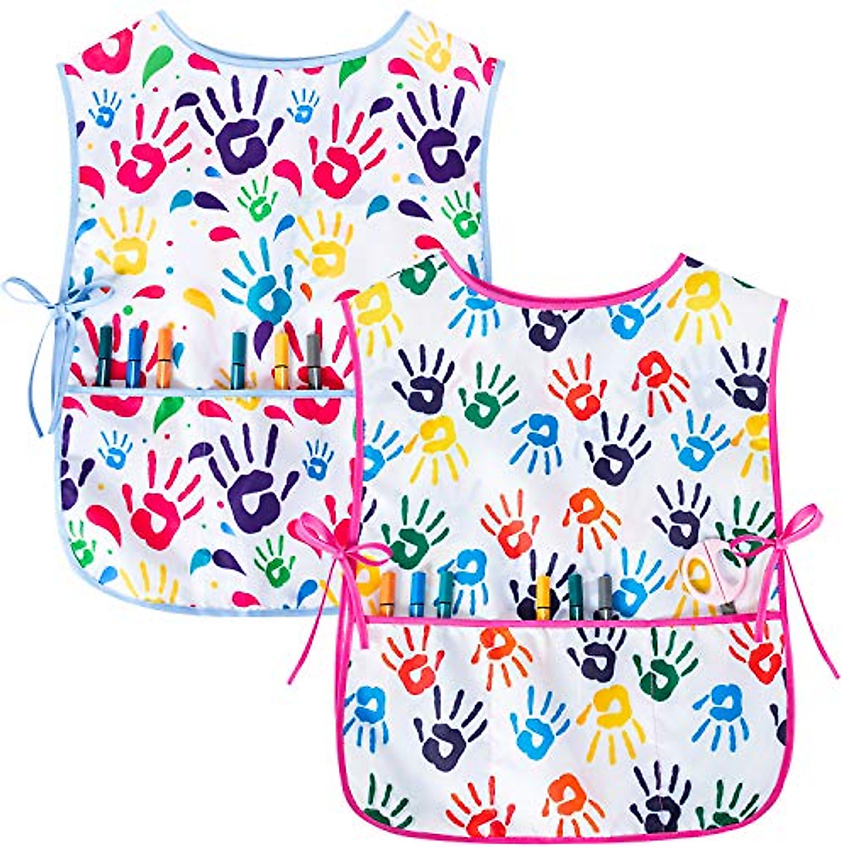 Kids Art Smock Girls Boys Artist Painting Apron with Pockets Sleeveless Smocks for Child 2-7 Years