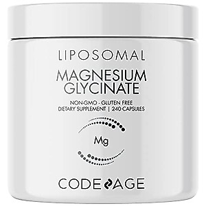 Codeage Liposomal Magnesium Glycinate Supplement, 2-Month Supply, Bisglycinate Magnesium Chelate, Chelated Magnesium Mineral Pills, BioPerine Black Pepper Vitamins Capsules, Non-GMO Vegan, 240 ct