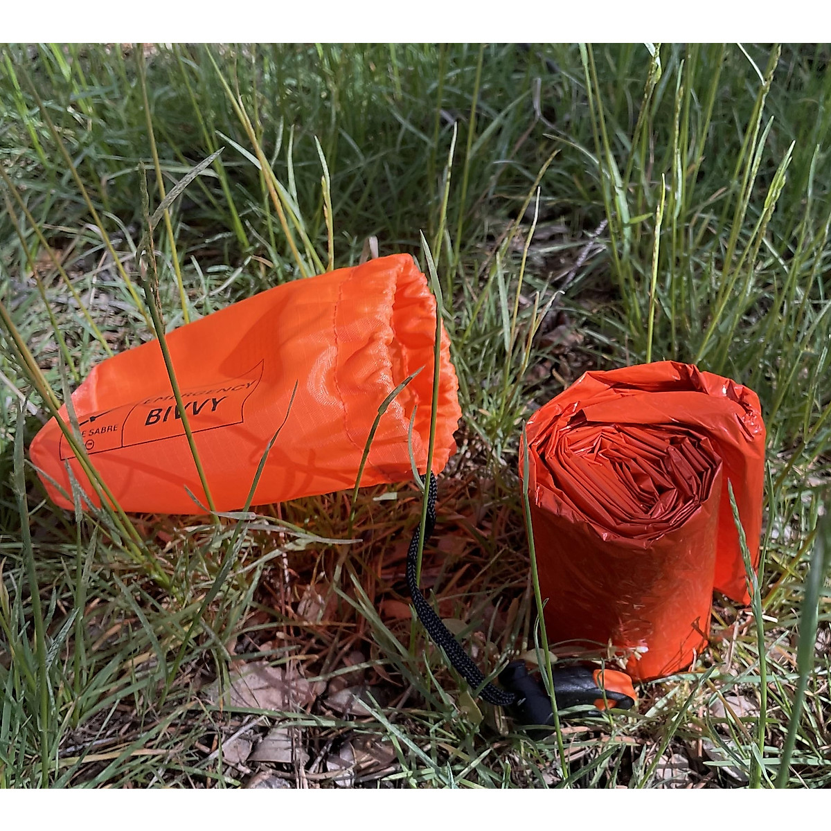 Emergency/Survival Bivvy Bag - Mylar Sleeping Bag, Survival shelter, Reflects 90% Body Heat, Hiking, Camping, Outdoors, Fishing, Hunting, overlanding, Scouts, Ripstop Carry Bag w/Whistle (Orange)