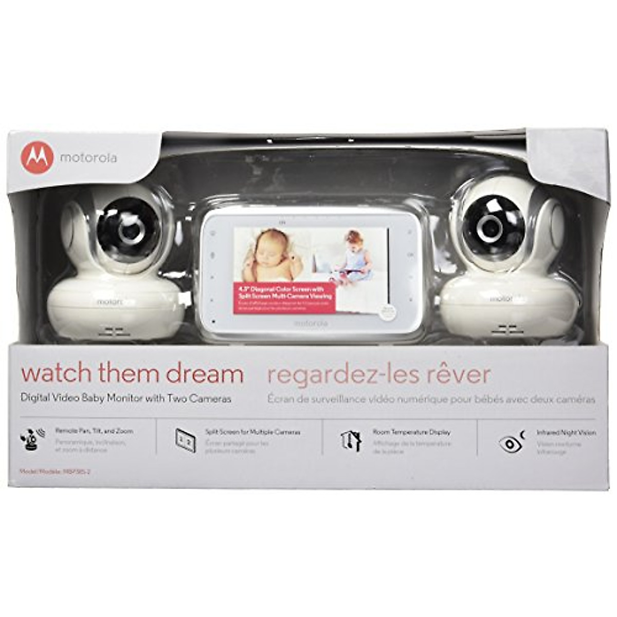Motorola MBP38S-2 Digital Video Baby Monitor with 4.3-Inch Color LCD Screen and 2 Cameras with Remote Pan, Tilt and Zoom