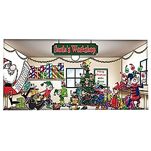 GRASARY Christmas Garage Door Cover Sets with 6 Traceless Nails Xmas Element Merry Christmas Holiday Banner Backdrop Cloth Decor for Home Garage Door,Wall H