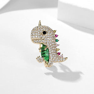 Cute Dinosaur Sparkly CZ Brooches Pins Delicate Luxury Cartoon Animal Brooch Classic for Party Dance Banquet for Women Ladies Girls Dainty Elegant Beautiful Lapel Pins Scarf Clips Collar Neck Tie Dress Suit Shirt Ceremony Clothes Accessories Jewelry Mothe