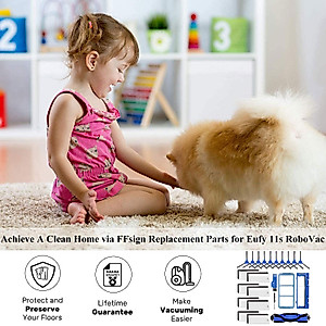 Replacement Parts Accessories Kit for Eufy RoboVac 11S, 15C, 30, 30C, 12, 35C Vacuum Filters, 10 Side Brushes, 8 Filter, 1 Pre Filter, 1 Roller Brush Guard