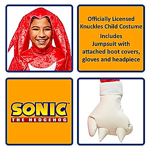 Rubies Child's Sonic The Hedgehog Knuckles Costume Jumpsuit and Headpiece, As Shown, Medium
