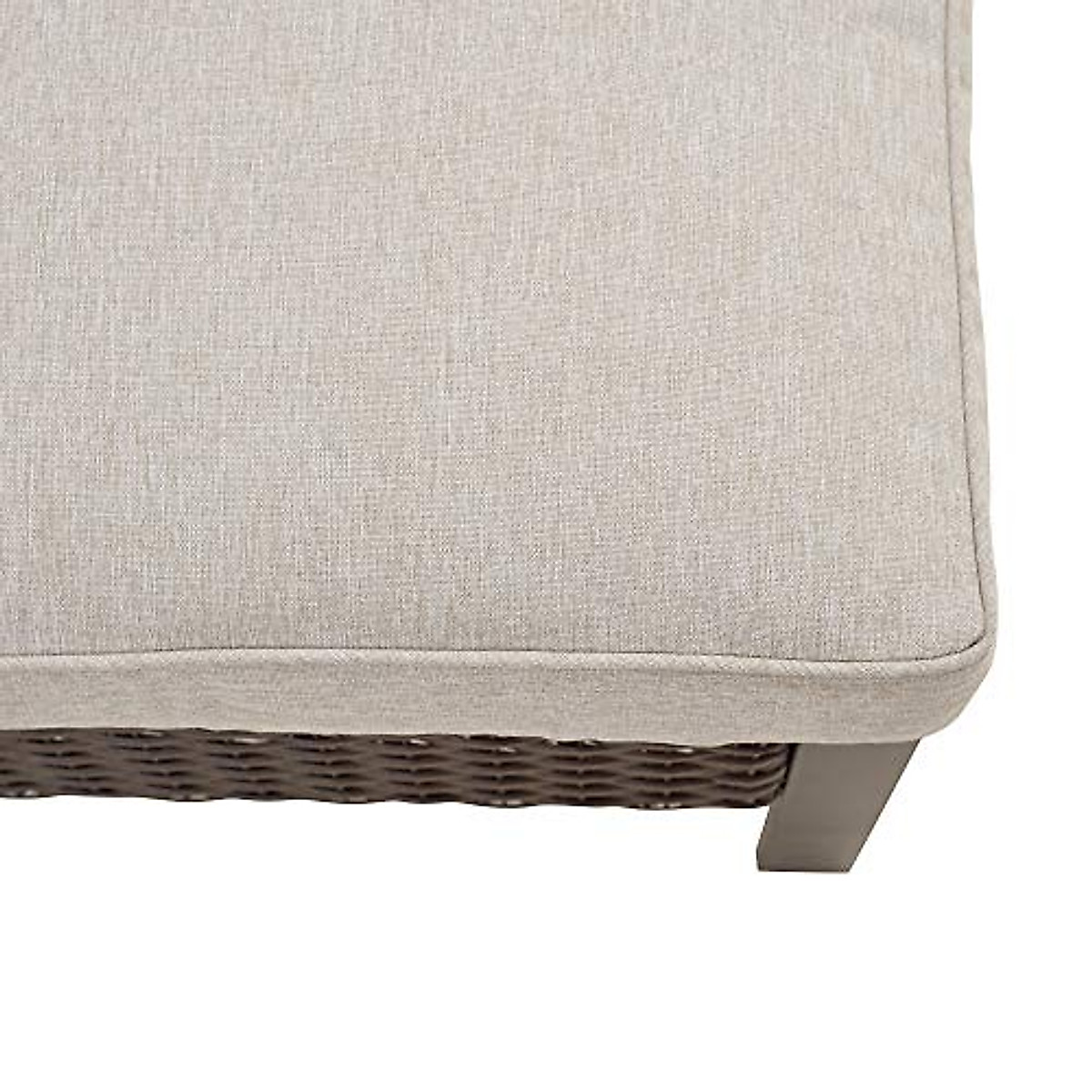 PatioFestival Rattan Armless Chair Wicker Patio Chairs Non-Armrest Sofa with Cushion Outdoor Metal Frame Furniture for Garden Porch Poolside Balcony