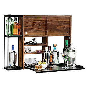 Sauder Harvey Park Wall Bar, L: 33.27" x W: 5.91" x H: 25.0", Grand Walnut Finish