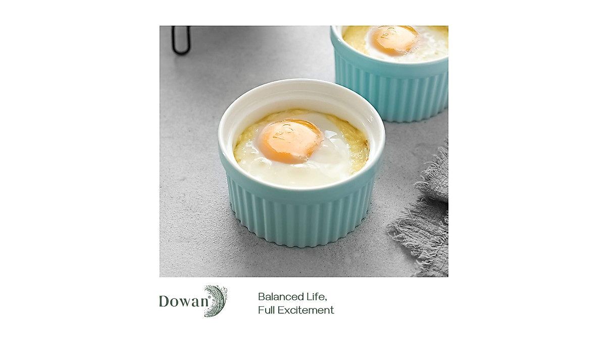 DOWAN 8 oz Ramekins Set of 6 for Baking & Serving | Oven Safe Blue ...