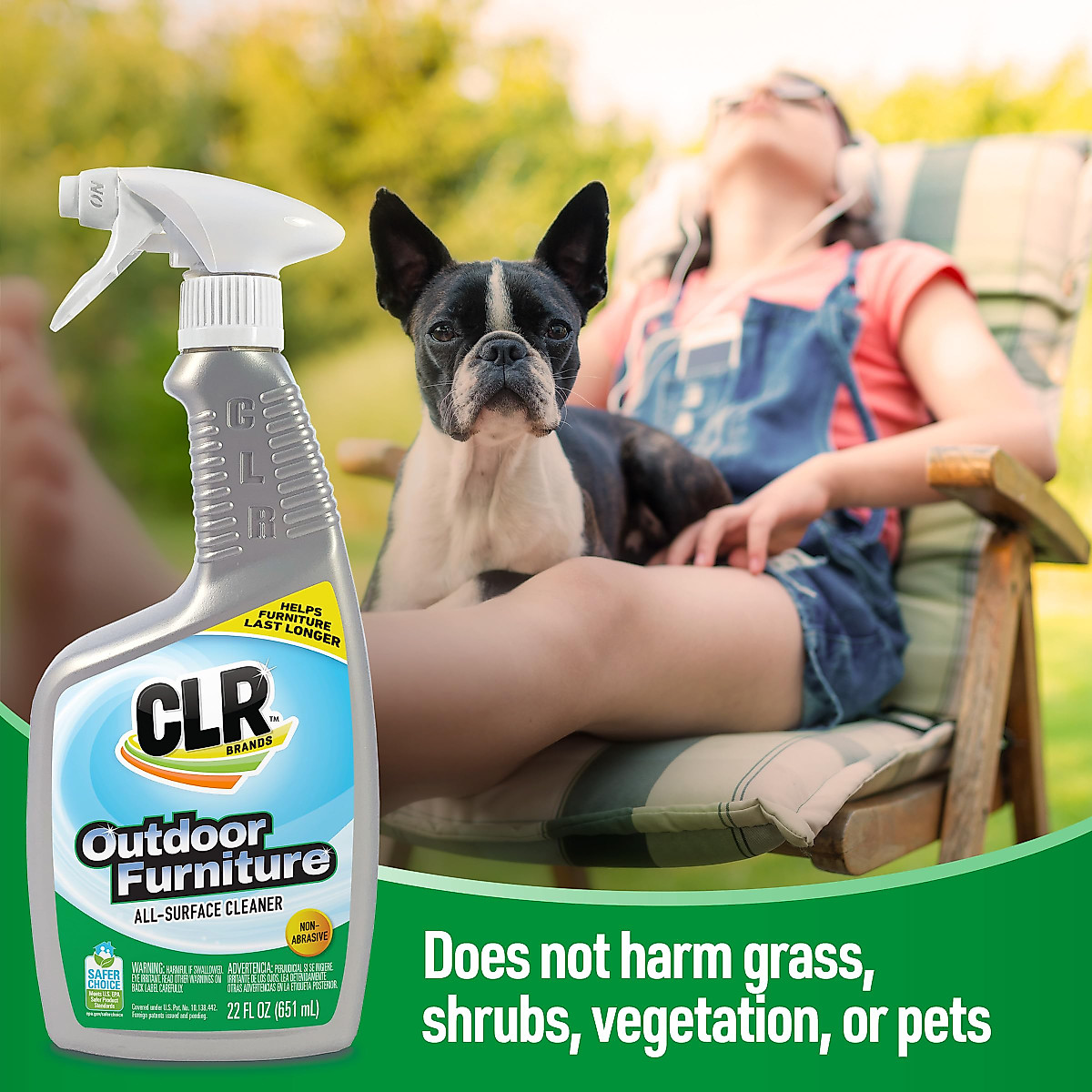 CLR Brands® Outdoor Furniture Cleaner, Cleans and Protects Outdoor Surfaces - Works on Fabric, Wood, Wicker, PVC, Plastic and More (26 oz)
