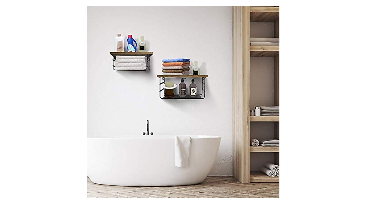 Lavezee 2-Tier Wall Shelves Set of 2 – Modern Wall Mounted Storage