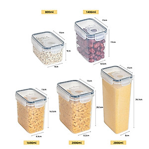 Dyegold Food Storage Container, Transparent Airtight Plastic Storage Single Tank Kitchen Sealed Jar with Lids, Space-saving Vacuum Proof Storage Tank With Lid Moisturing Fresh-keeping Box (800ml)