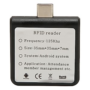 Mobile Phone Card Reader 125Khz Type - C Phone Reader ID Mobile Phone Card Reader Type C Interface 125Khz Portable Card Reader for Phones White Phone Reader USB C Card Reader