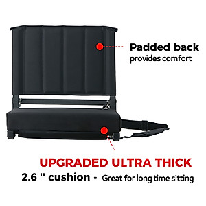 SPORT BEATS Stadium Seats with Back Support Bleacher Chairs with Back and Cushion Thick Padded Bleacher Seats Includes Shoulder Strap