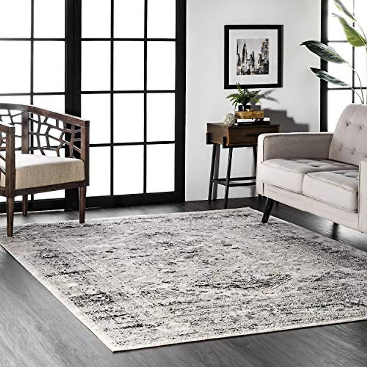 nuLOOM Shaunte Vintage Speckled Area Rug, 4' x 6', Silver