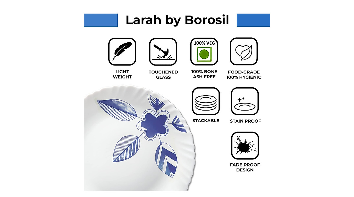 Borosil Gourmet Dinnerware Set for 6 | Chip-Resistant Opal Glass