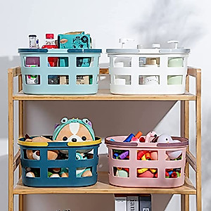 Anyoifax Portable Shower Caddy Tote Plastic Basket with Handle Cleaning Supplies Caddy Storage Organizer Bin for Bathroom, Pantry, Kitchen, College Dorm, Camp, White