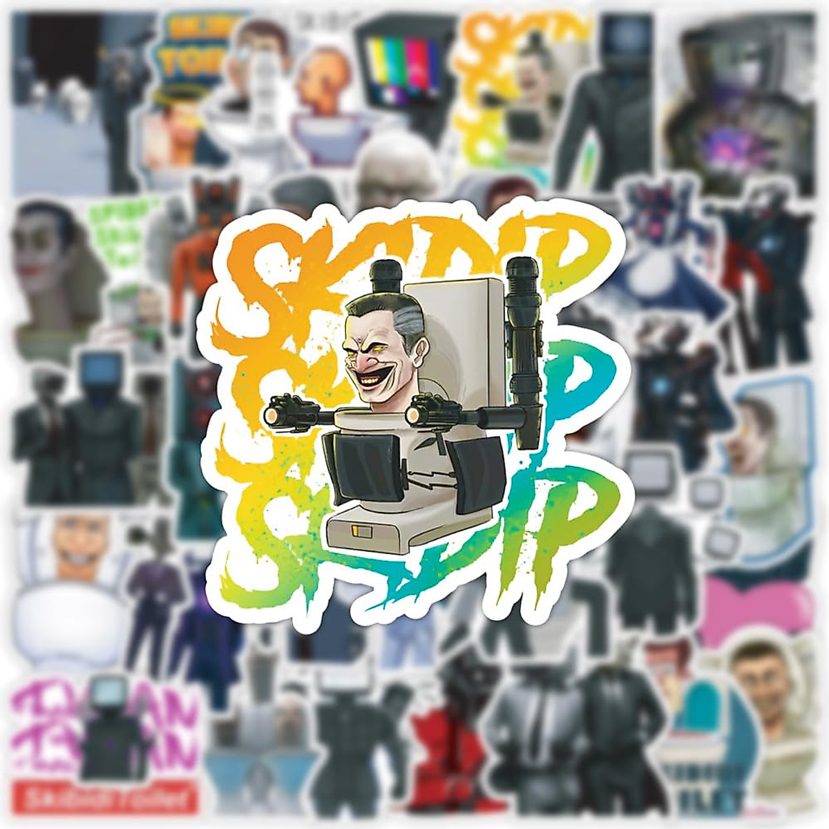 Skibidi Toilet Stickers,Cool Game Decals for Kids Teens Adults, 50pcs Vinyl Waterproof wangsying Decals for Laptop and Water Bottle Phone,Bike,Skateboard,Travel Case. (skibidi toilet-50pcs)