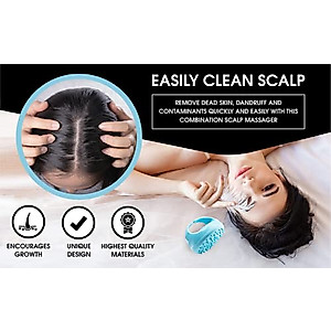 Flathead Products Hair Scalp Massager and Shampoo Brush for Shower Dandruff Removal - Wet and Dry - Encourages Growth - Includes 2 Massage Removal Heads