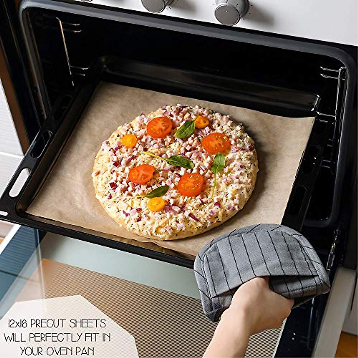 Comfylife 120 x Parchment Paper Sheets - No Curl, No Tear, No Burn Baking Paper (16 x 12 inch) – Precut Parchment Paper For Baking – No Chemical Unbleached Parchment Paper – Cookie Paper Baking Sheets