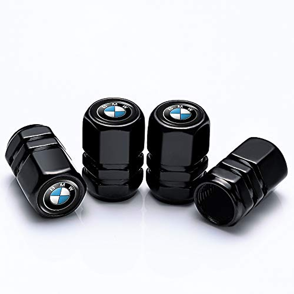 Metal Car Tire Valve Caps Stem Cover Logo Shape Compatible with BMW 1 3 5 6 Series X1 X3 X7 X5 X6 Z4 7 Series Car Accessories(4PCS Black)