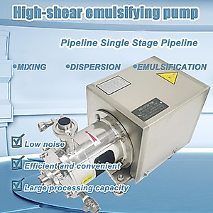 HQHAOTWU High-shear Emulsifying Pump Pipeline Emulsion Pump Single Stage Pipeline Stainless Steel 304 Mixing Emulsifying Mixer Flow Range 0-3m3/h 2900r/min for Mixing Dispersion Emulsification 110V