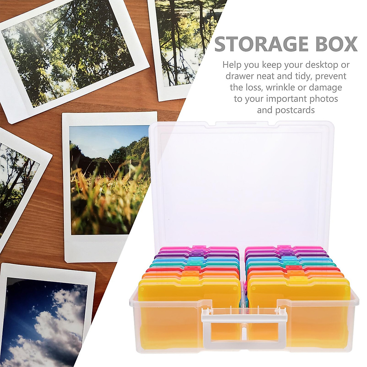 STOBAZA 1 Set Photo Storage Box Task Boxes for Special Education Pencil Dispenser for Classroom Postcard Organizer Photo and Craft Keepe Cards Organizer Multifunction 4 Box Plastic