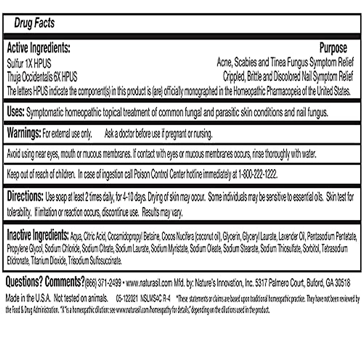 Naturasil 10% Sulfur Lavender Soap Bar Natural Skin Treatment for Acne, Bug Bites, Warts Treatment, Viral Bumps, Nodes & Itching | for Kids & Adults |113 grams