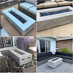 Living Source Propane Outdoor Fire Pit [CM-1012C] | Rectangular Gas Fire Table Table for Balcony,Courtyard, Balcony,Terrace and BBQ |Low Height Fireplace| (Natural Concrete, Size:- 6" Hx42 Wx20 D)