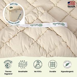 Woolie Organic Merino Wool Mattress Topper - 2 inches Pillow Top Mattress Pad, Handmade, Non-Toxic, Cooling & Hypoallergenic, Natural Relief for Back Pain, Sustainable Bedding (King)