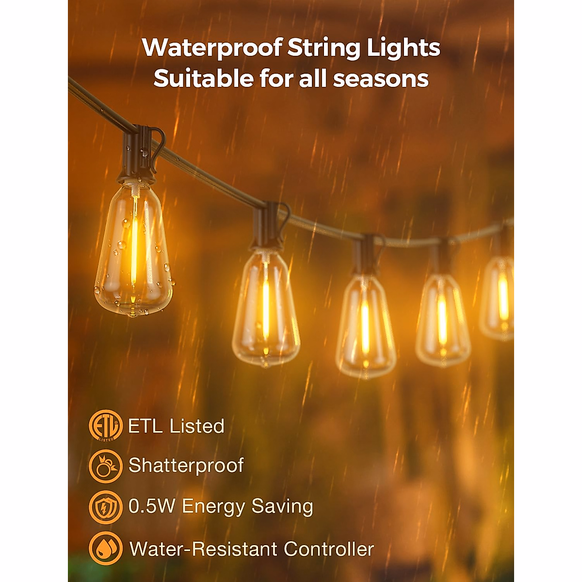 XMCOSY+ Patio Lights 100Ft Smart Outdoor String Lights, 45 ST38 Edison Bulbs, APP WiFi Control, Work with Alexa, Waterproof Dimmable LED String Lights for Outside Patio Porch Yard Bistro, 2200K