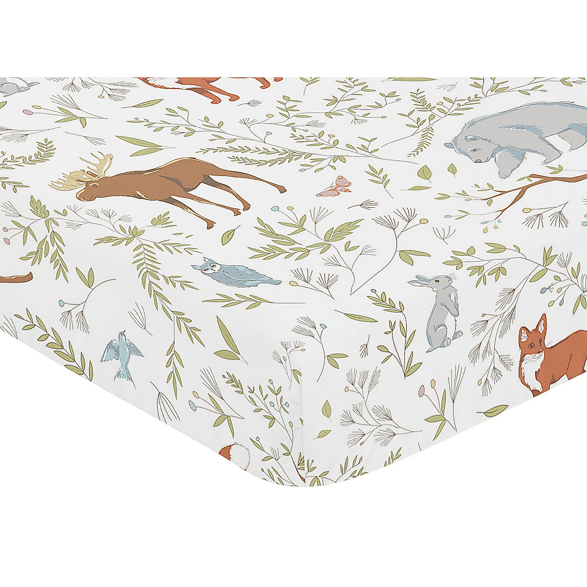 Fitted Crib Sheet for Woodland Toile Baby/Toddler Girl or Boy Bedding Set Collection - Animal Print