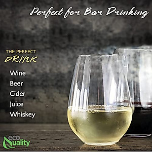 EcoQuality 6 oz Mini Stemless Clear Plastic Wine Glass, Unbreakable Elegant and Reusable Wine Tumbler for Wine Tasting, For Indoor or Poolside Party (8)