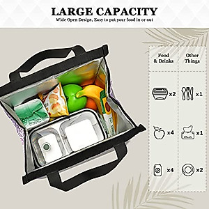 ALAZA Beautiful Butterfly Purple Insulated Lunch Bag Reusable Lunch Tote Bag for Work Picnic School M