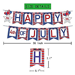 18PCS 4th/Fourth of July Decorations Set, Red White Blue Paper Banner, USA Flag Pennant, Hanging Swirls Party Decor Supplies