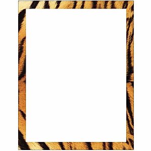Tiger Print Border Stationery Letter Paper - Wildlife Animal Theme Design - Gift - Business - Office - Party - School Supplies
