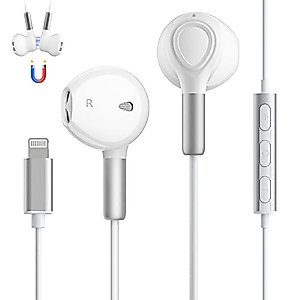 NIKYPJ Earbuds for iPhone, Lightning Headphones Earphones Wired Apple MFi Certified iPhone Headphones with Microphone Controller Compatible iPhone 13/12/11 Pro Max/Xs Max/XR/X/7/8 Plus All iOS White
