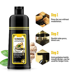 Ginger Black Semi-Permanent Hair Dye Shampoo, Instant 30-Day Color Matter, Completes in 5 Minutes - 500ml (Ginger Fragrance)