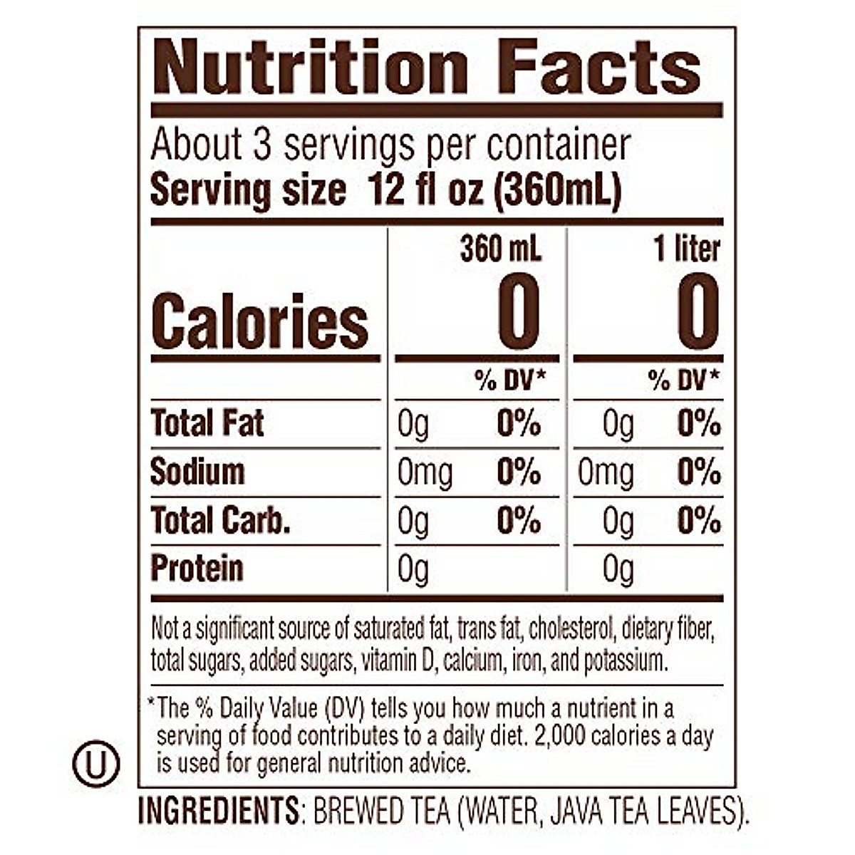 Tejava Original Unsweetened Black Iced Tea, 12 Pack, 1 Liter Glass Bottles, Non-GMO, Kosher, No Sugar or Sweeteners, No calories, No Preservatives, Brewed in Small Batches