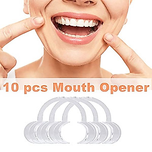 10 Pieces (Size M) C-Shape Cheek Retractor, Disposable Mouth Opener for Dental Teeth Whitening Mouth Guard or Speak Out Game (M, White)
