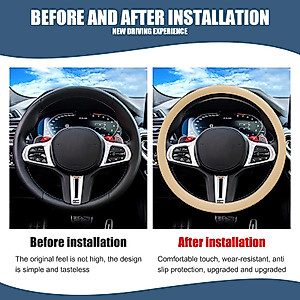 ZBGUN 1 PC Car Steering Wheel Protective Cover, 14.96" All-Season Anti-Slip Silicone Round Steering Wheel Cover, Universal Modified Decorative Accessories, Suitable for Most Car Models (Beige)