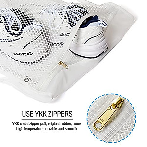 MIFNRO Sneaker Wash and Dry Bag for Dryer, Sneaker Drying Bag for Laundry, with 4 Suction Cup Hooks for Easy Installation, Use YKK Zipper（1 M ）
