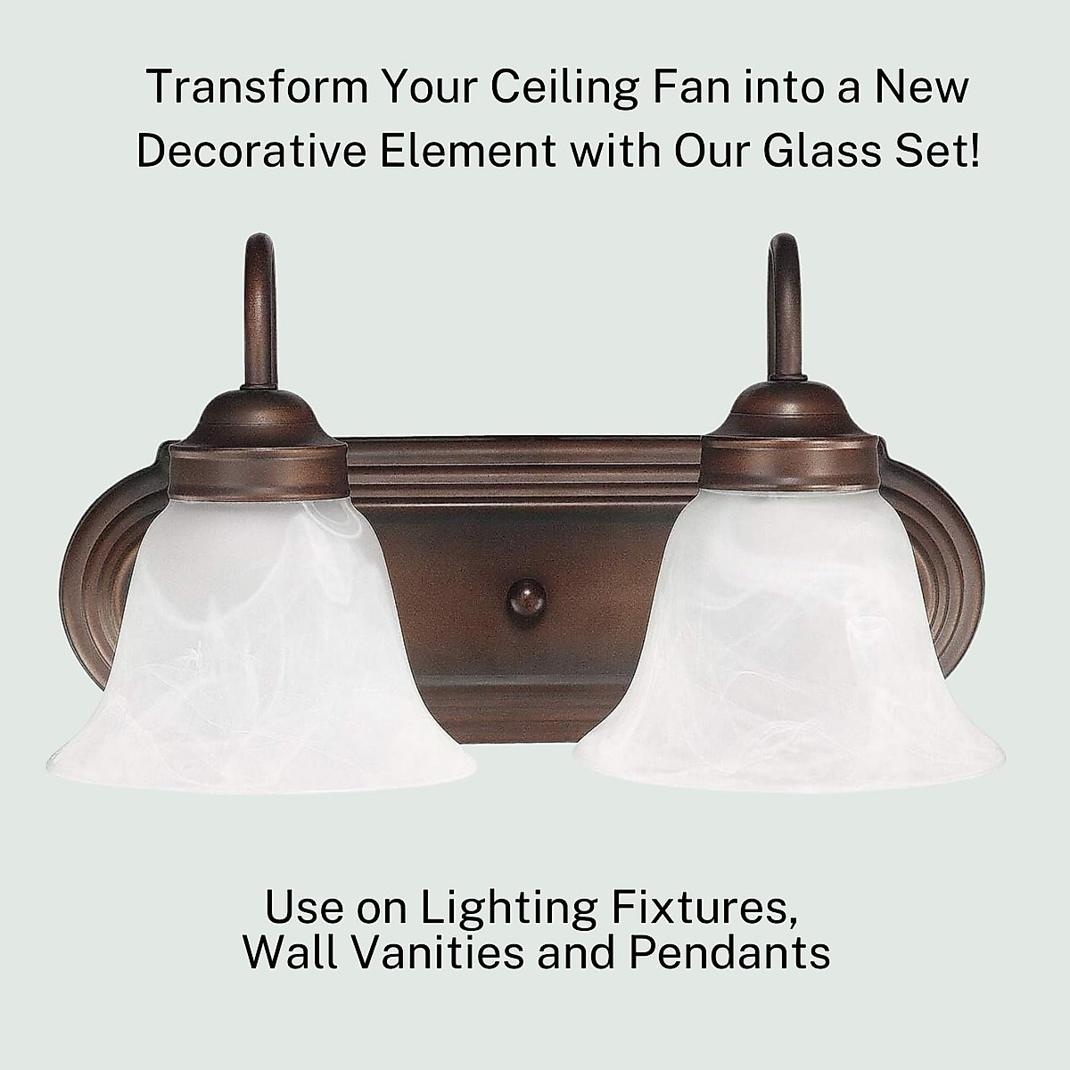 LIGHTACCENTS 4-Pack Ceiling Fan Light Covers -white Alabaster Glass Shade Lamp Replacement Kit For Ceiling Fan Light Kits. Glass Lamp Shade Replacement Used For Ceiling Fan Globe Replacement