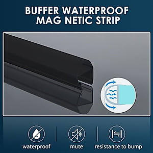 SUNNY SHOWER Frameless Shower Door for Bathtub,Hinged Tub Screen,Tempered Glass Tub Door,48" W x 58" H,Black Finish,Support Bar Included