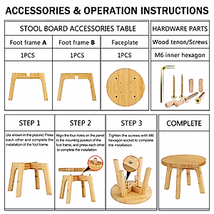 Bamboo Wooden Step Stool - Portable Stool - Foot Stool Bed Steps for High Beds for Adults Holds Up to 350lbs Sturdy Kids Step Stools for Kitchen Bathroom Bedroom Toilet (Large Round)