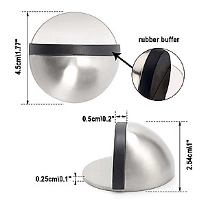 UELSTFLY 4 Pack Door Stoppers, Stainless Steel Half Dome Floor Door Stopper, 3M Adhesive Door Stoppers Wall Protector, No Drill Rubber Floor Door Stop for Living Room, Bedroom, Bathroom, Office