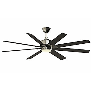 Levon Custom - 8 Blade Ceiling Fan with Light Kit-16.27 Inches Tall and 64 Inches Wide-Brushed Nickel Finish-Dark Walnut