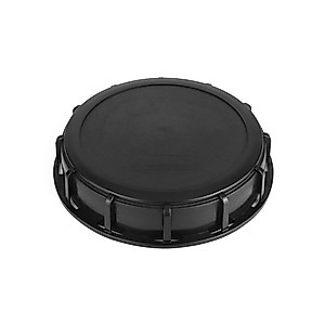 QWORK Black 6" Solid Cap Compatible with Mauser IBC Tote - High Density Polyethylene (HDPE) - Industrial-Grade Secure Seal - Resistant to Impact and Harsh Chemicals