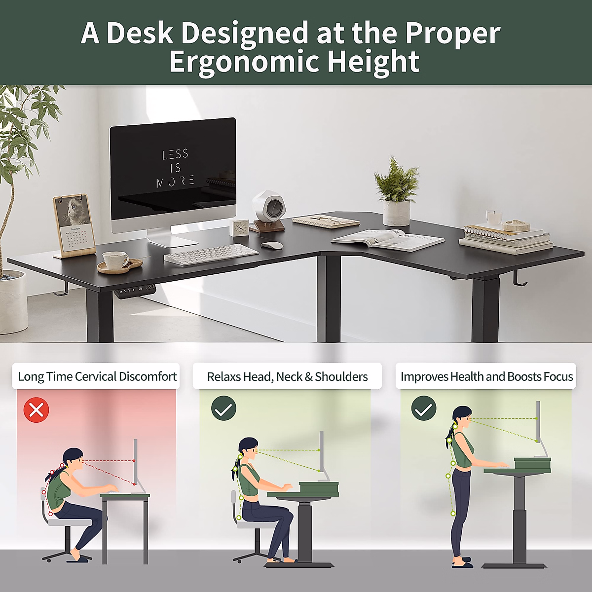 FEZIBO 75 Inch L Shaped Standing Desk with Standing Desk Anti Fatigue Mat
