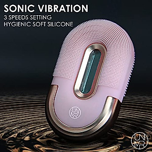 UNIMIRA - AVA1- Electric Facial Cleansing Brush, Sonic Vibration at 3 Speed Mode, 2 Brush Types, IPX7 Waterproof for Exfoliating, Massaging and Deep Cleansing