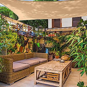 AsterOutdoor Sun Shade Sail Rectangle 6' x 10' UV Block Canopy for Patio Backyard Lawn Garden Outdoor Activities, Sand